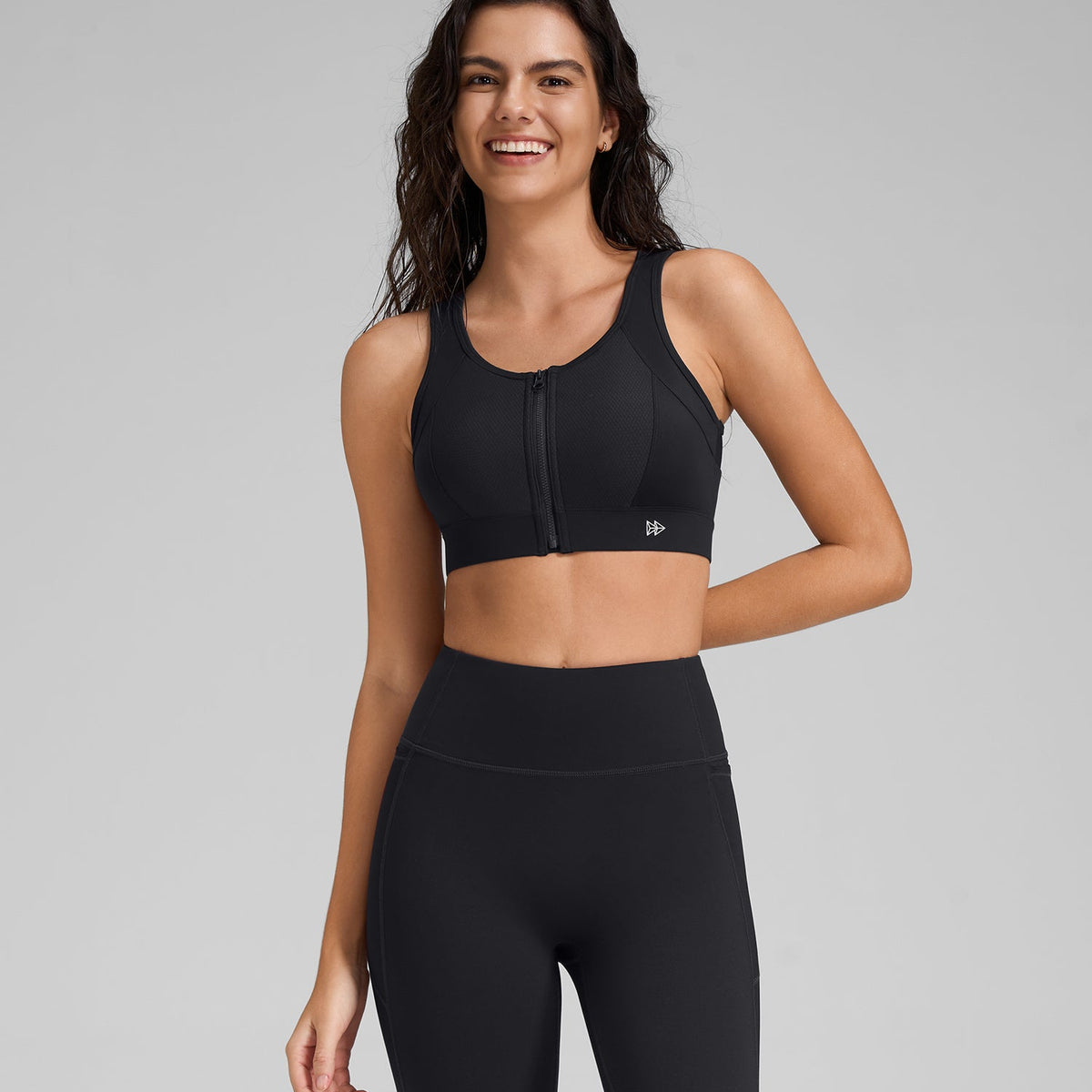 Power Cutout Racerback Zip Front Running Bra | Women's High Support Sp ...